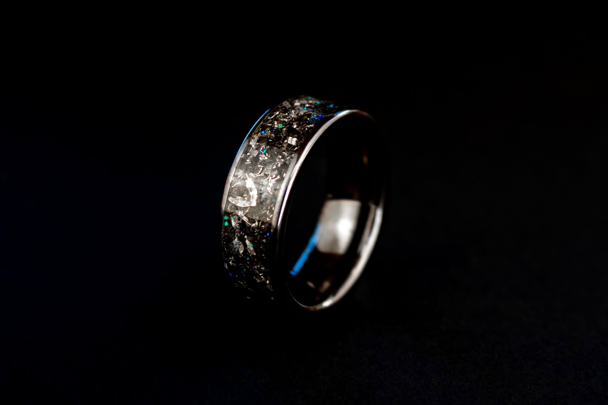 100% Authentic Meteorite Ring Galaxy Ring| Space Age Rings