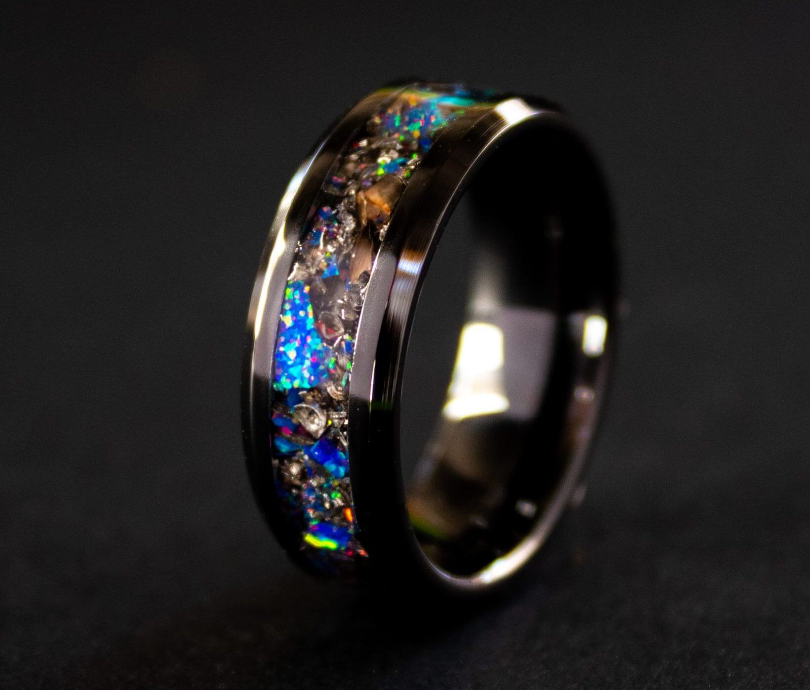 Midnight T- Rex and Meteorite Ring | Space Age Rings