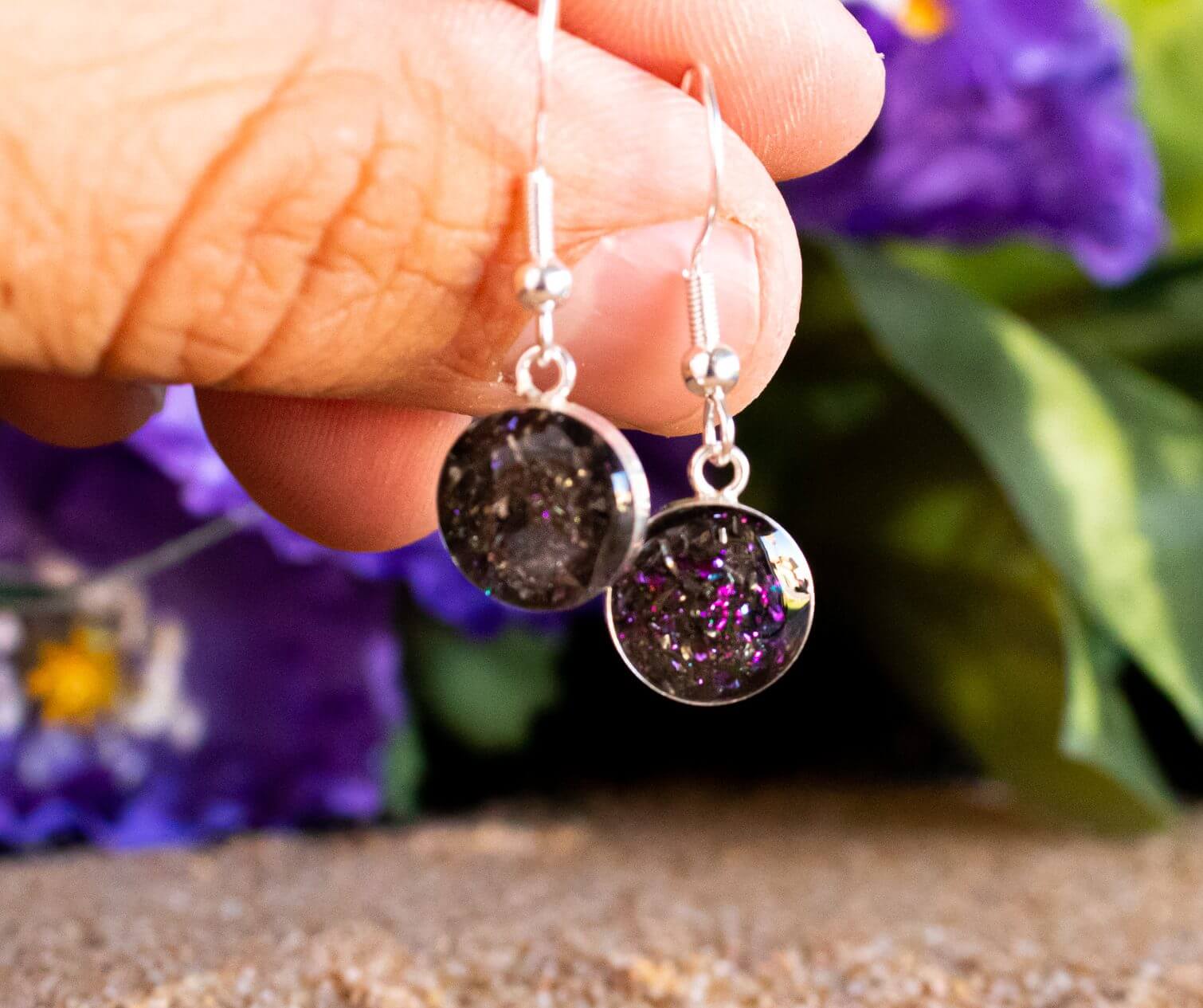 Purple Meteorite Earrings - Dangle | Space Age Rings