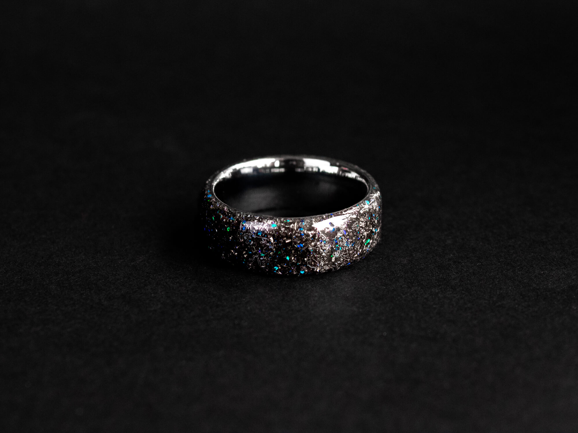 Blue Star Dust Ring, Smooth Profile | Space Age Rings