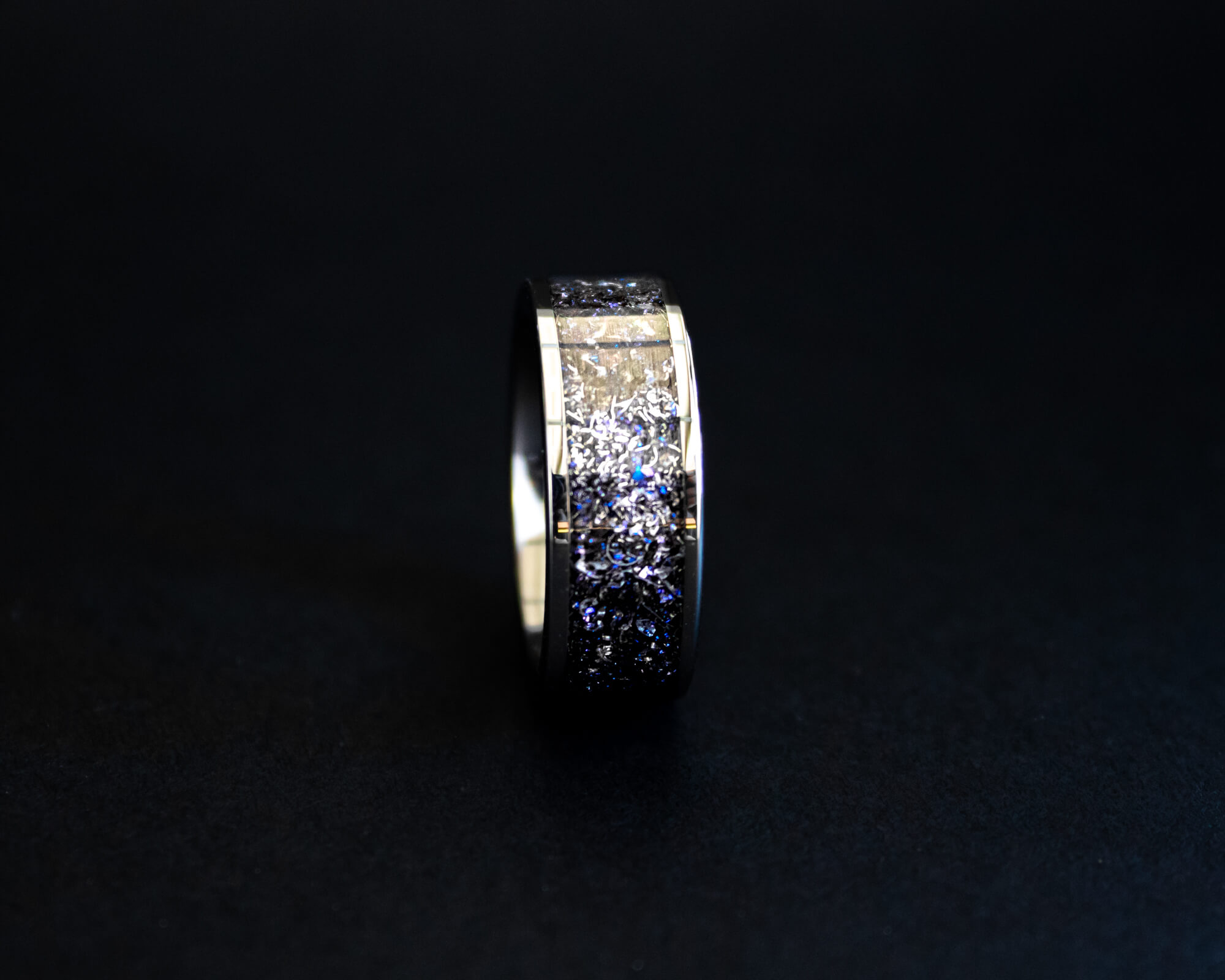 Meteorite Galaxy Ring with Tungsten Band | Space Age Rings