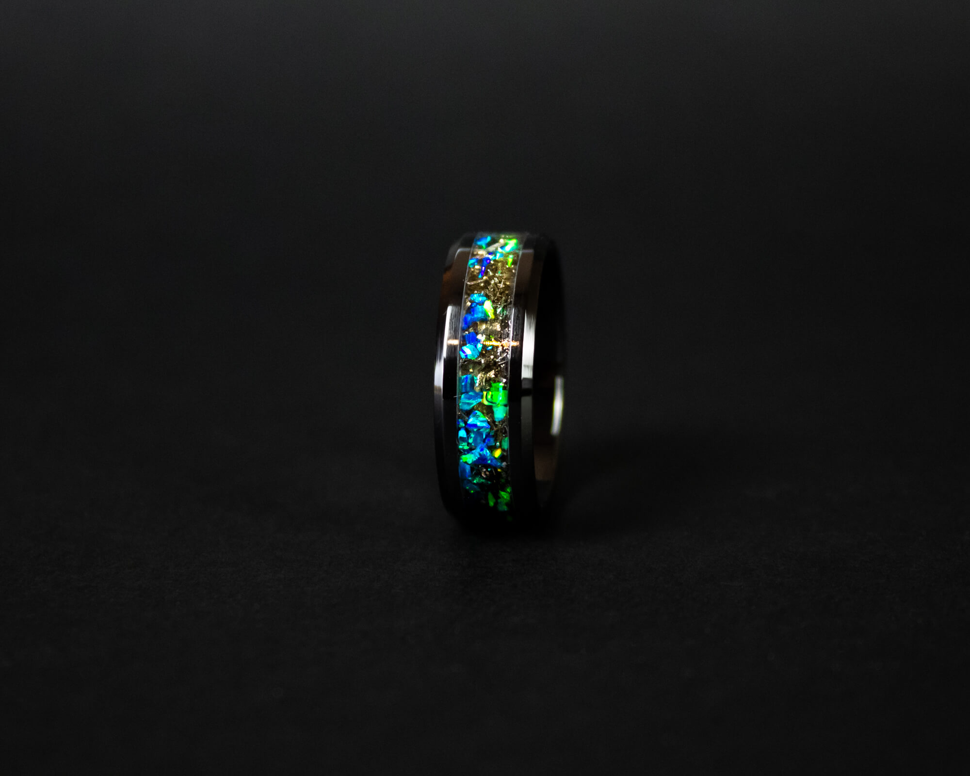 Blue and Green Meteorite Ring | Space Age Rings