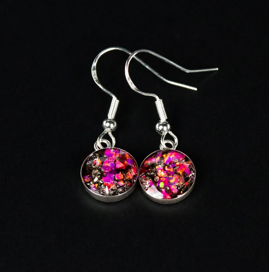 Pink Dangle Meteorite Earrings | Space Age Rings